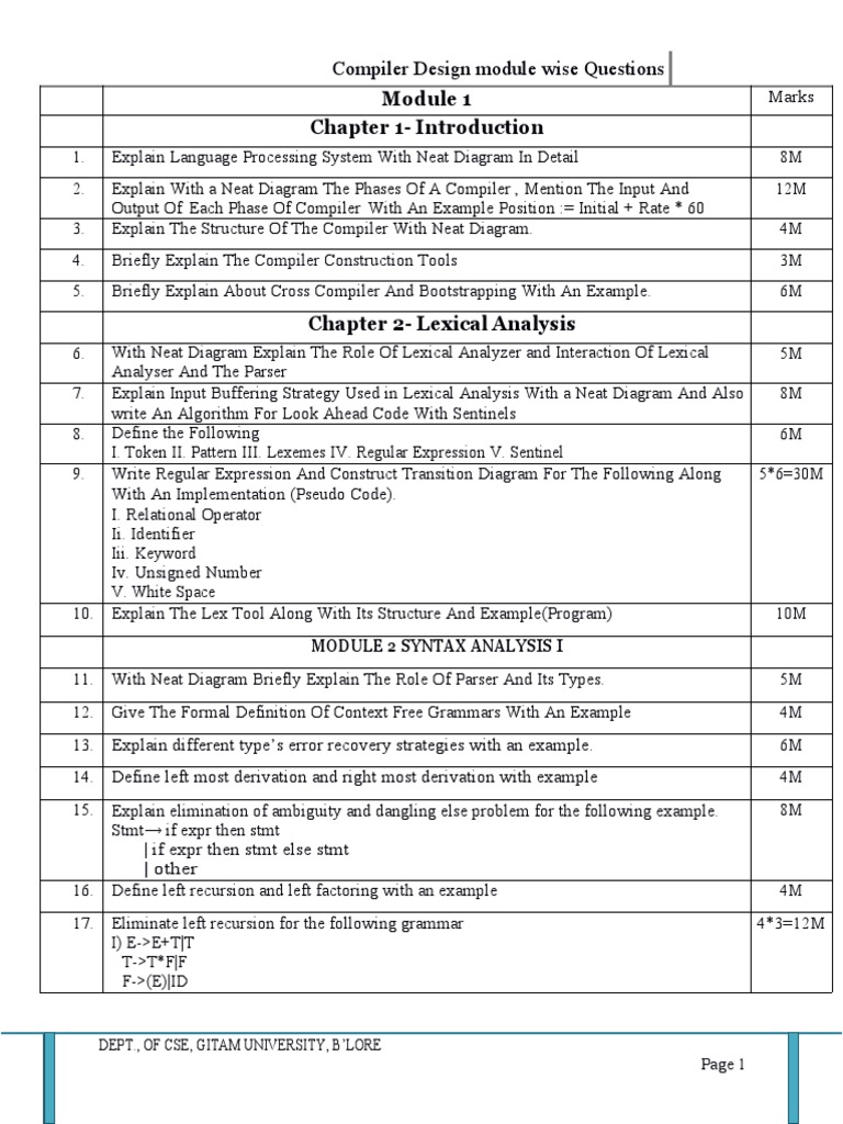 Compiler Design Question Bank | PDF | Parsing | Syntax (Logic)