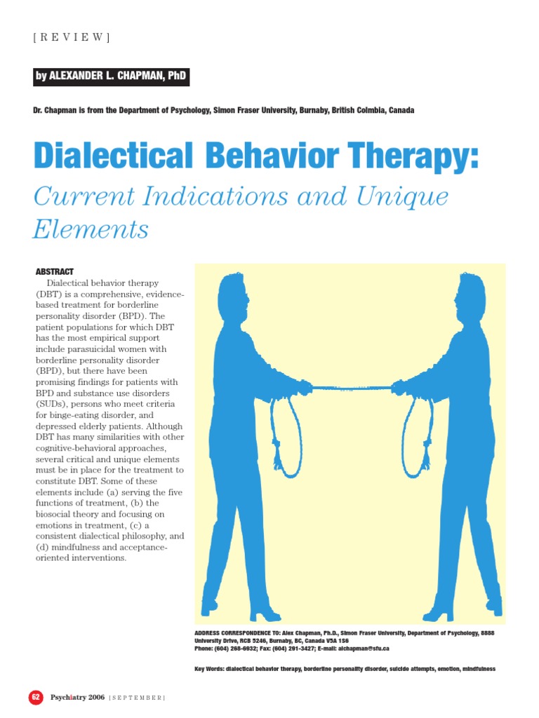 DBT Indications, Elements | PDF | Dialectical Behavior Therapy ...