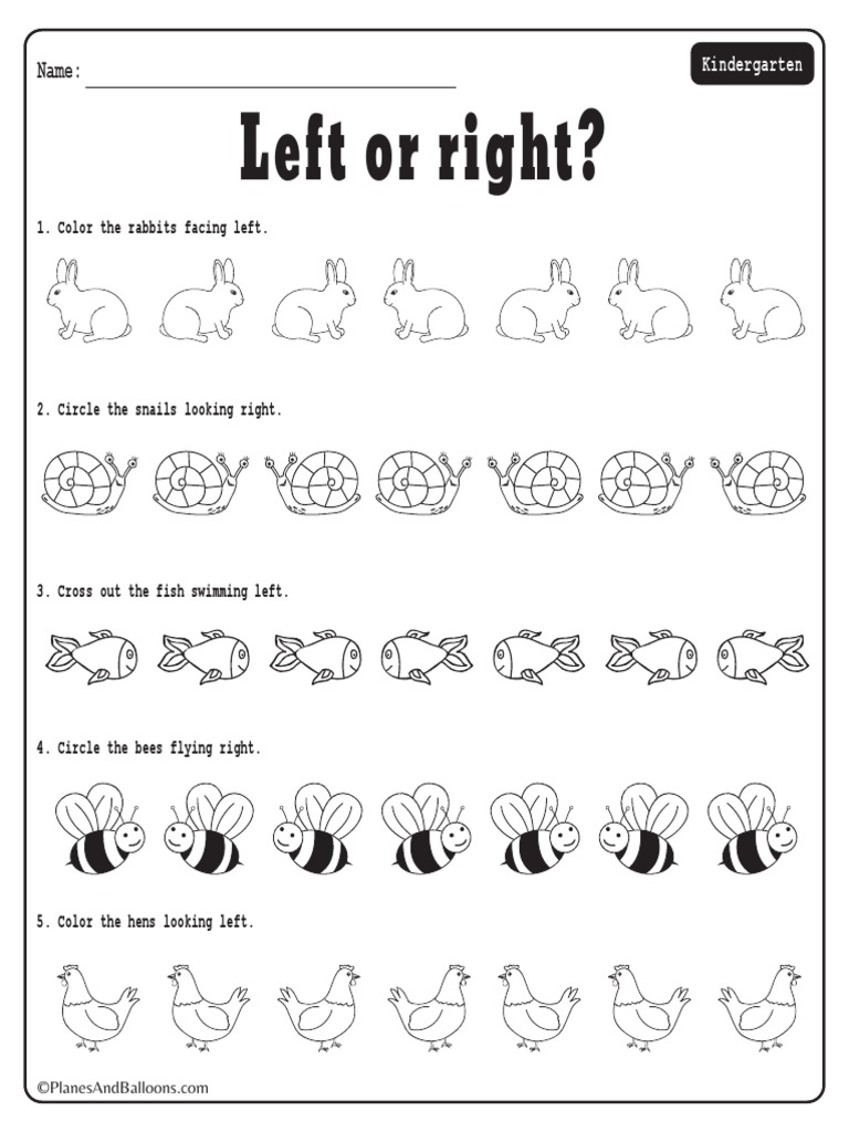 Left or Right Worksheets PDF | PDF