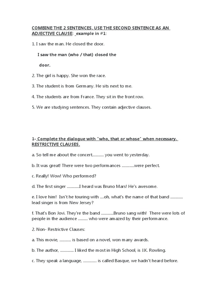 Combine The 2 Sentences | PDF | Linguistic Typology | Language Mechanics