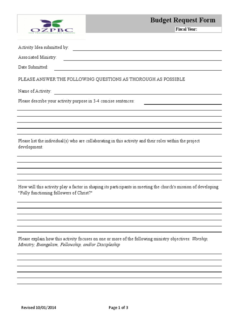 Budget Request Form Example | PDF | Budget | Business