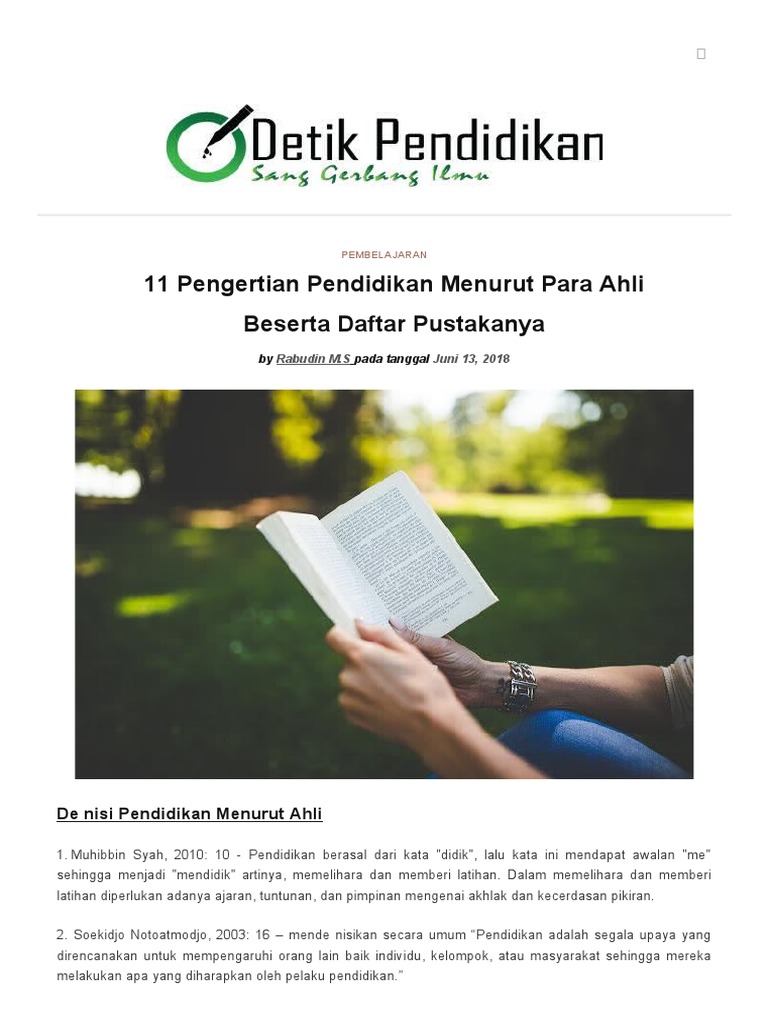 11 Definisi Pendidikan Menurut Ahli | PDF | Karier & Perkembangan