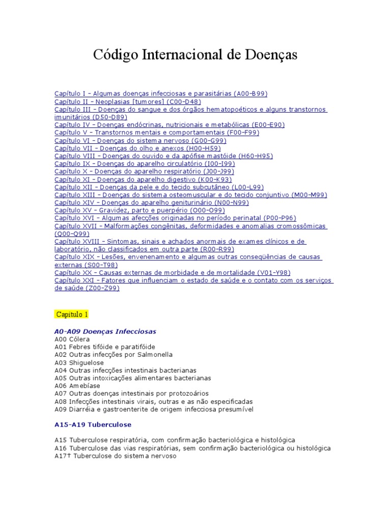 CID-Codigo Internacional de Doencas | PDF | Coração | Dermatite
