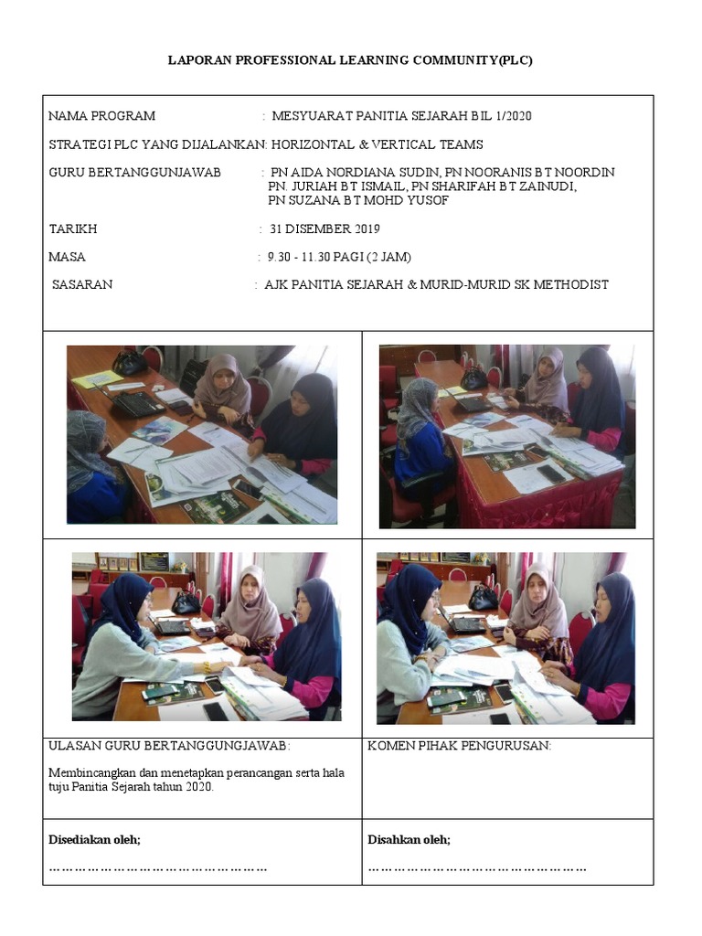 LAPORAN SATU MUKA SURAT PLC 2020 - Panitia Sejarah | PDF