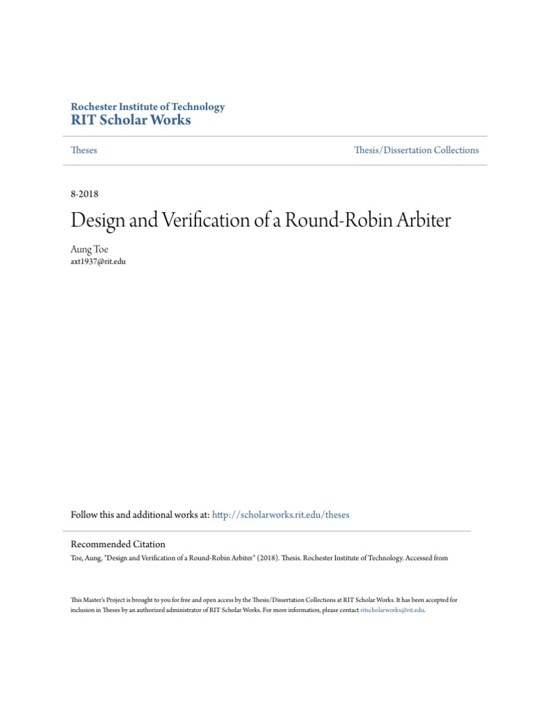 Design and Verification of A Round-Robin Arbiter | PDF | System On A Chip | Thesis