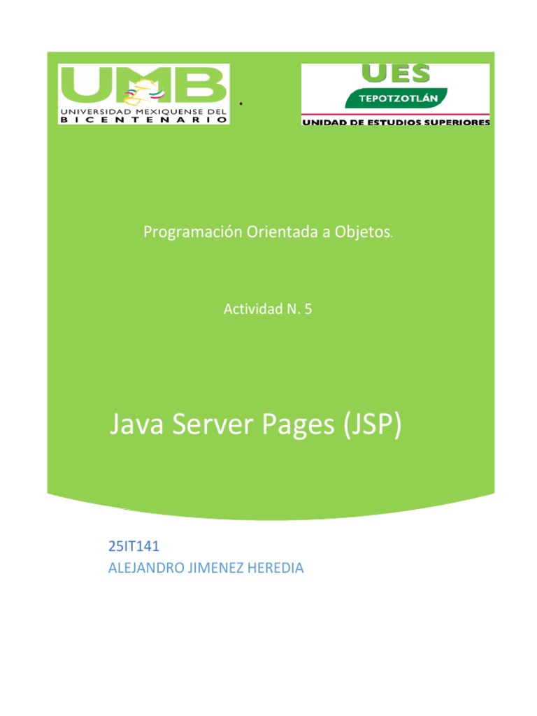 Java Server Pages Jsp Programación Orientada A Objetos Pdf Páginas Del Servidor Java