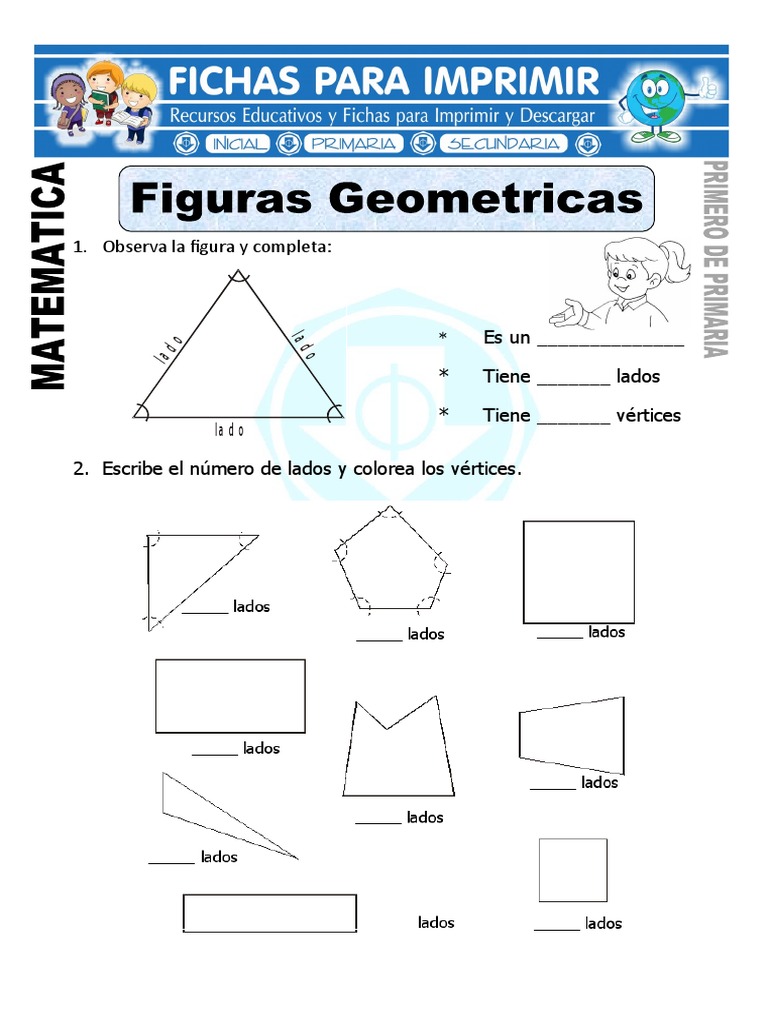 Ficha de Figuras Geométricas para Primero de Primaria | PDF