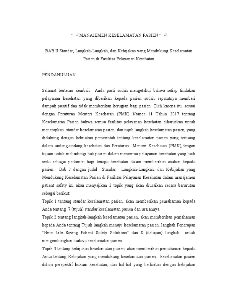 Manajemen Keselamatan Pasien | PDF | Sains & Matematika