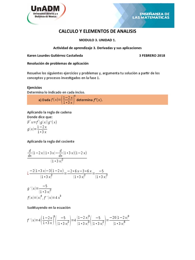 02 EMCEA U1 A3 Karen Gutierrez | PDF | Derivado | Objetos matemáticos