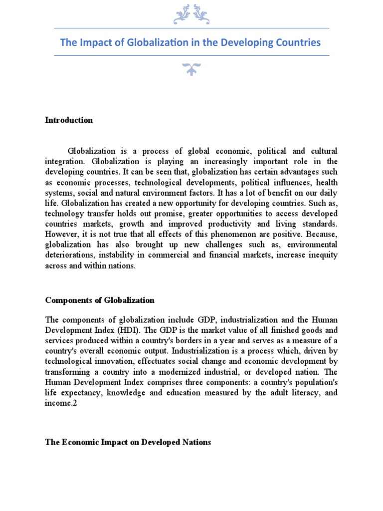 The Impact of Globalization in The Developing Countries | PDF ...