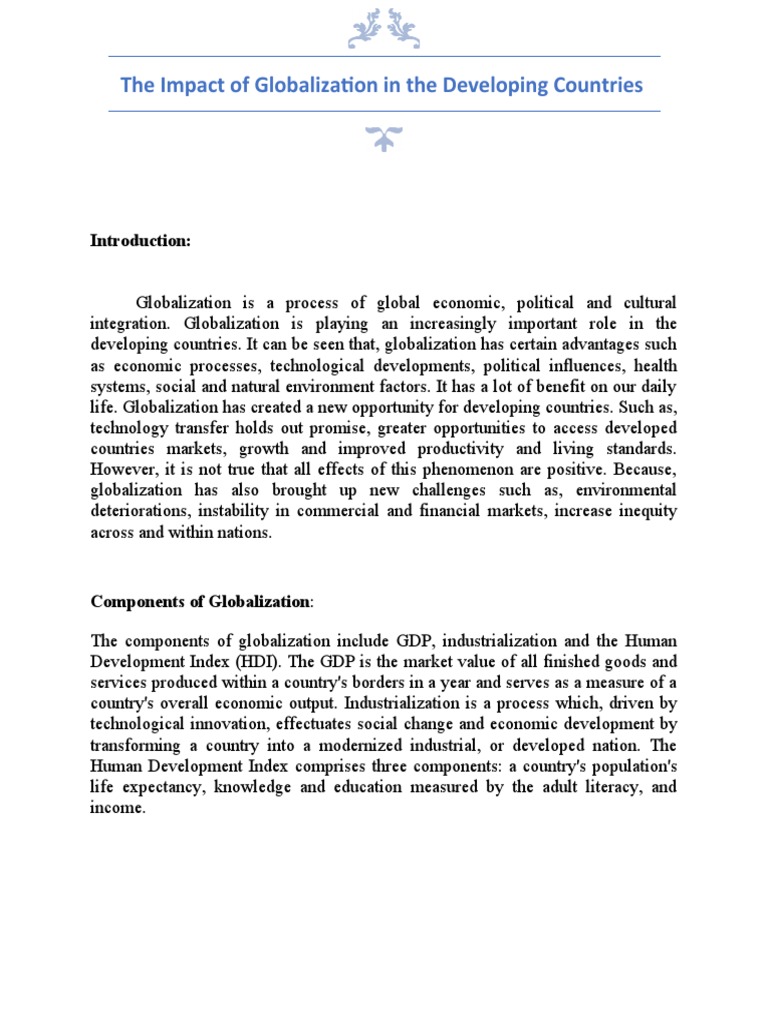 The Impact of Globalization in The Developing Countries | PDF ...