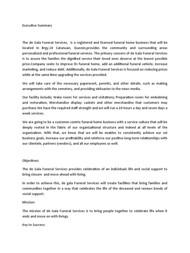 Executive Summary | PDF | Funeral Home | Funeral