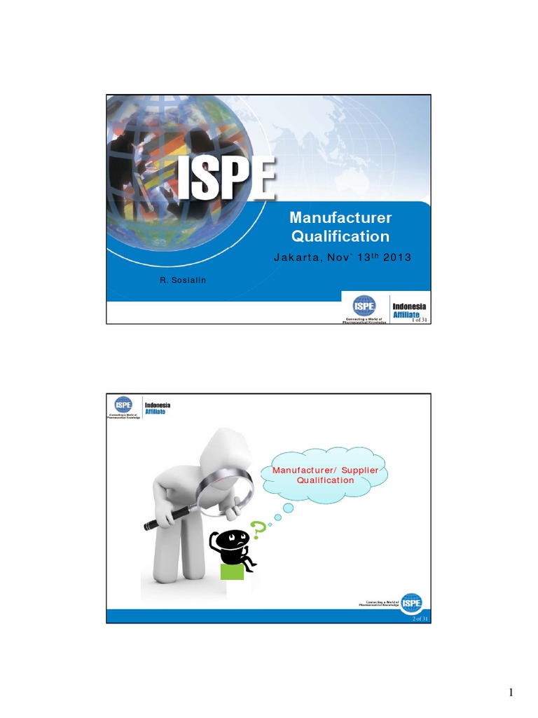 01 Manufacturer - Qualification - ISPE PDF | PDF | Specification ...