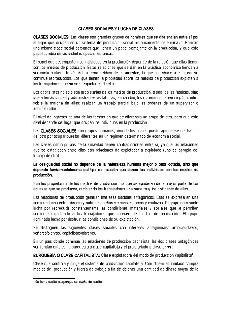 Clases Sociales y Lucha de Clases | PDF | Capitalismo | Conflicto de clase