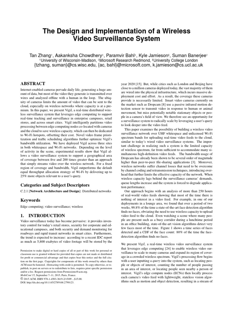 The Design and Implementation of A Wireless Video Surveillance System ...