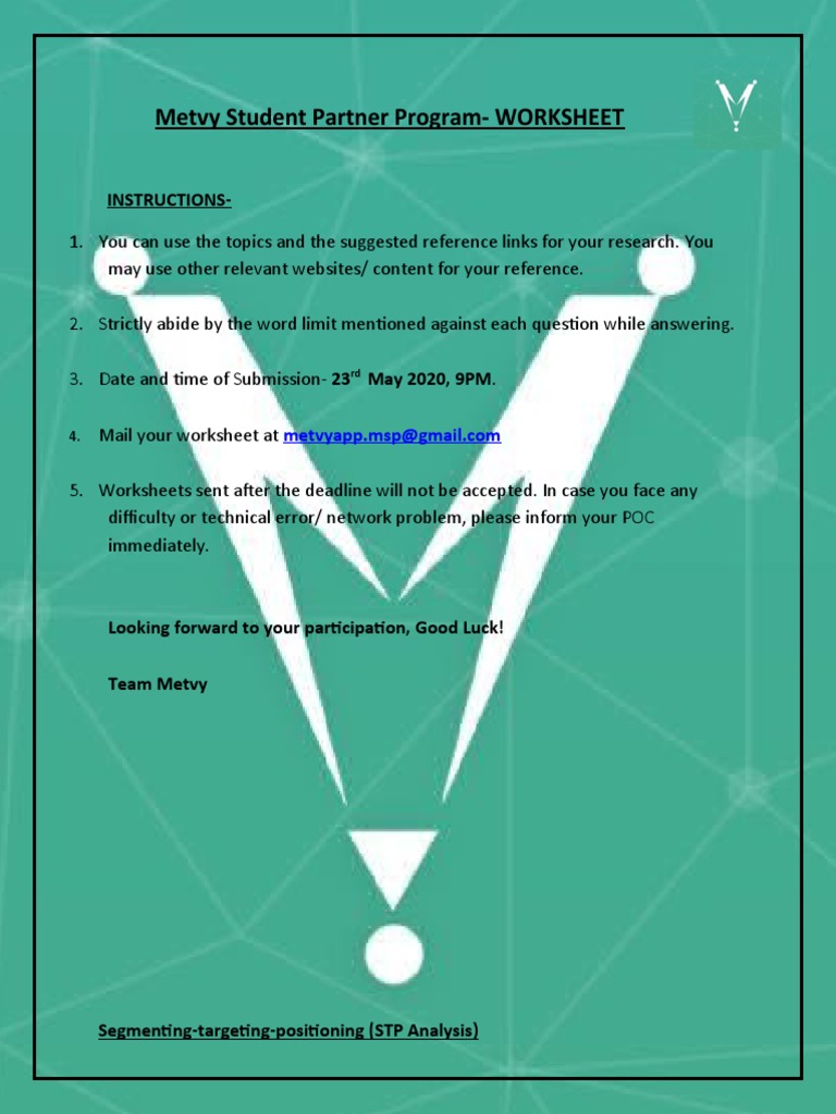 MSP Worksheet | PDF | Market Segmentation | Marketing Strategy
