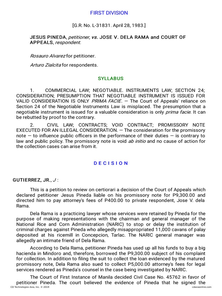 Pineda v. Dela Rama | PDF | Evidence | Lawsuit