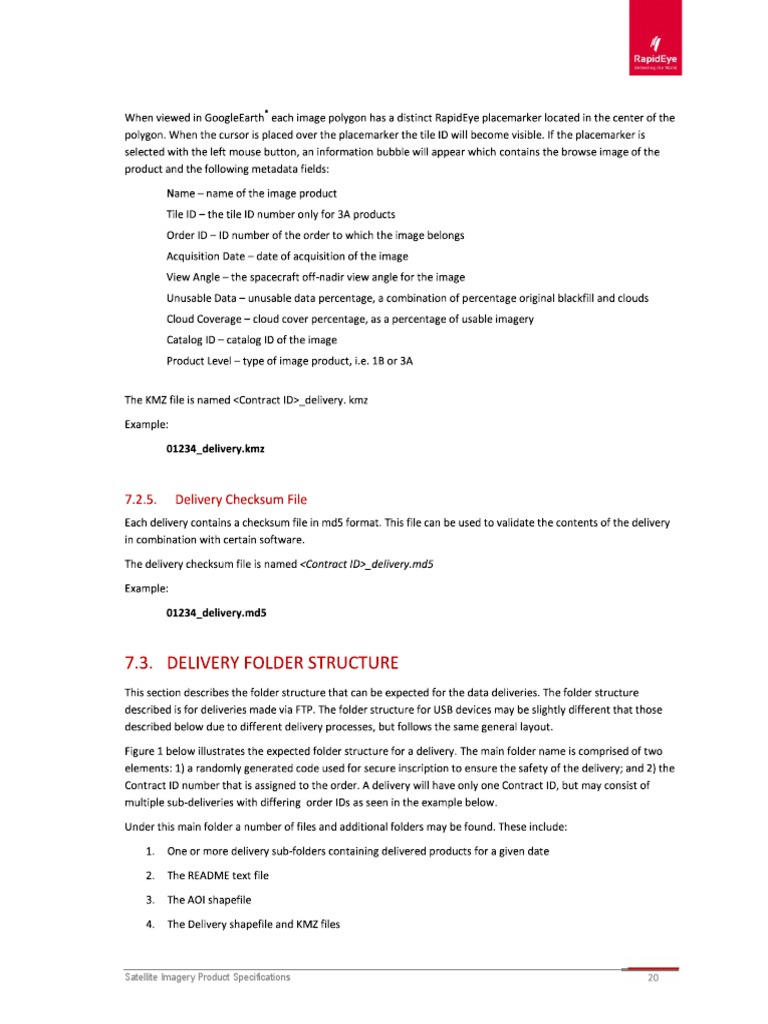Satellite Imagery Product Specifications | PDF