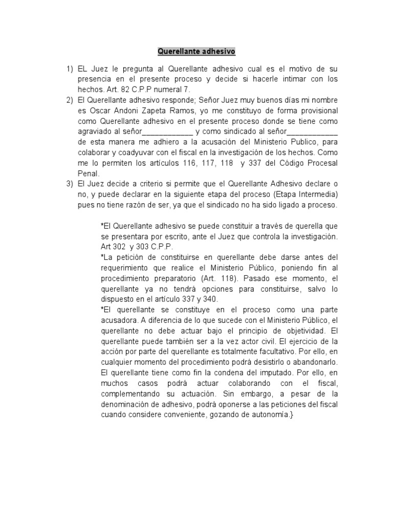 Querellante Adhesivo | PDF | Derecho