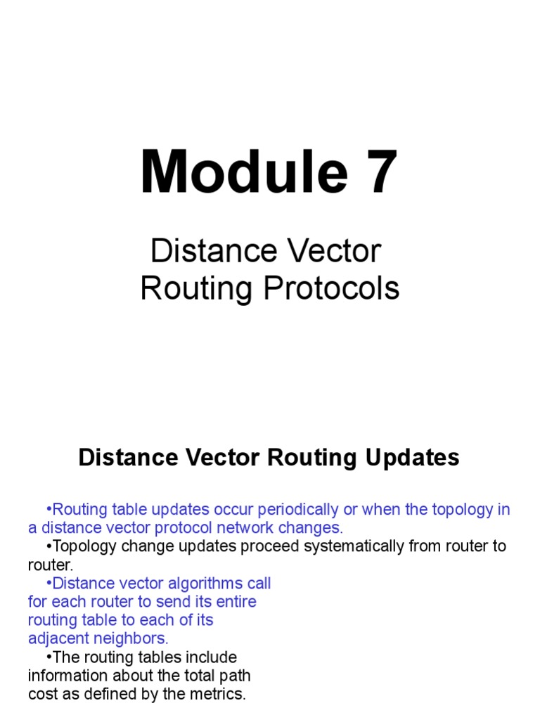 Ccna2 - Mod7 - Distance Vector Routing Protocols | PDF | Routing ...