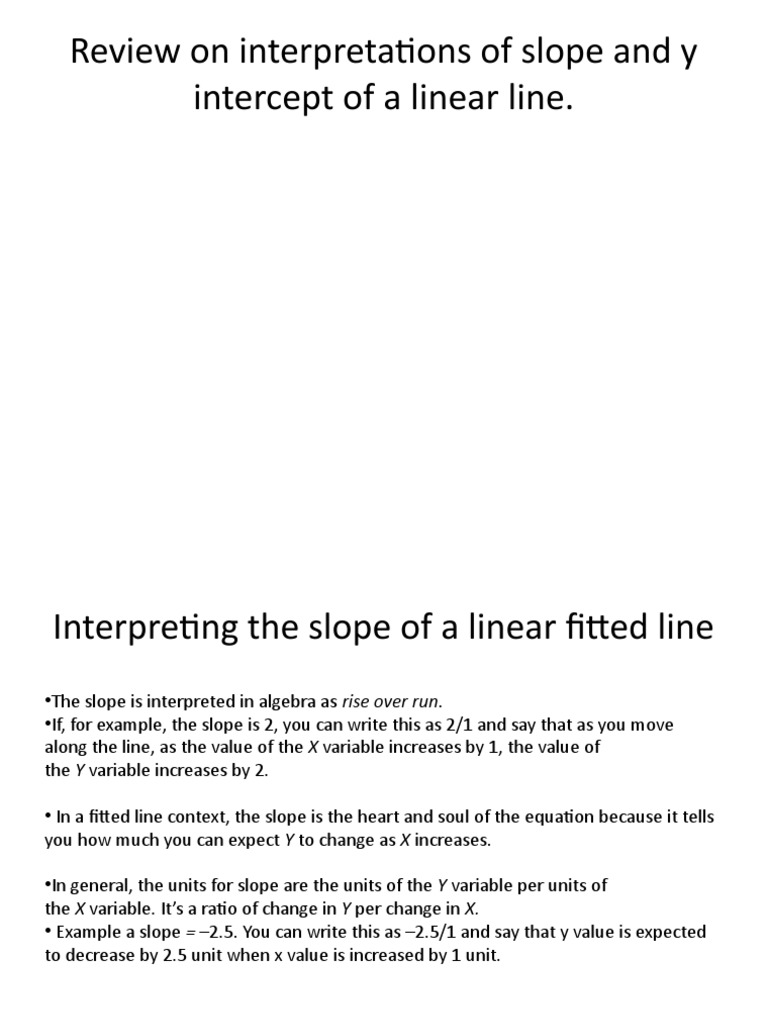 Slope & Y-Intercept Interpretation | PDF | Slope | Regression Analysis