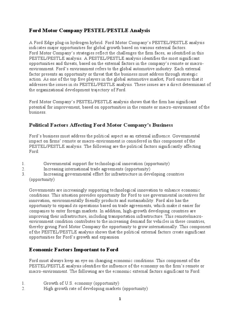 Ford Motor Company PESTEL/PESTLE Analysis | PDF | Ford Motor Company ...