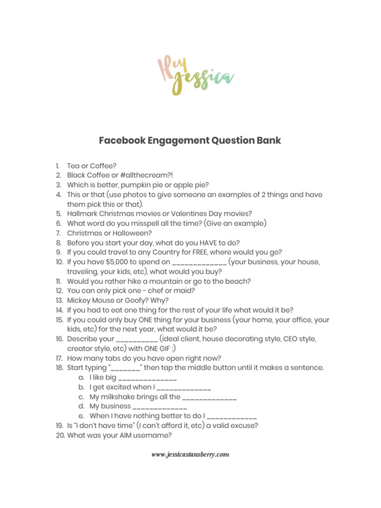 Facebook Engagement Question Bank | PDF
