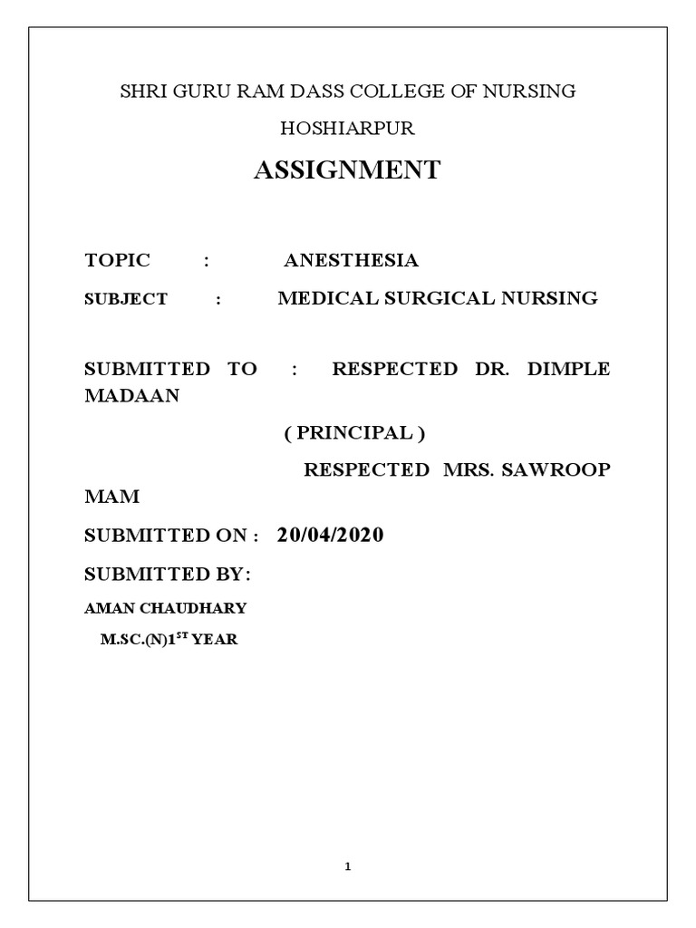 Assignment: Shri Guru Ram Dass College of Nursing Hoshiarpur | PDF ...