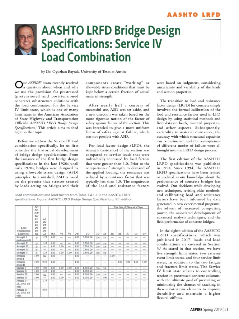 AASHTO LRFD Bridge Design Specifications: Service IV Load Combination ...