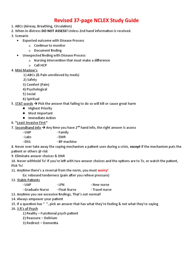 Revised 37-Page NCLEX Study Guide: Worry | PDF | Anemia | Heart Failure