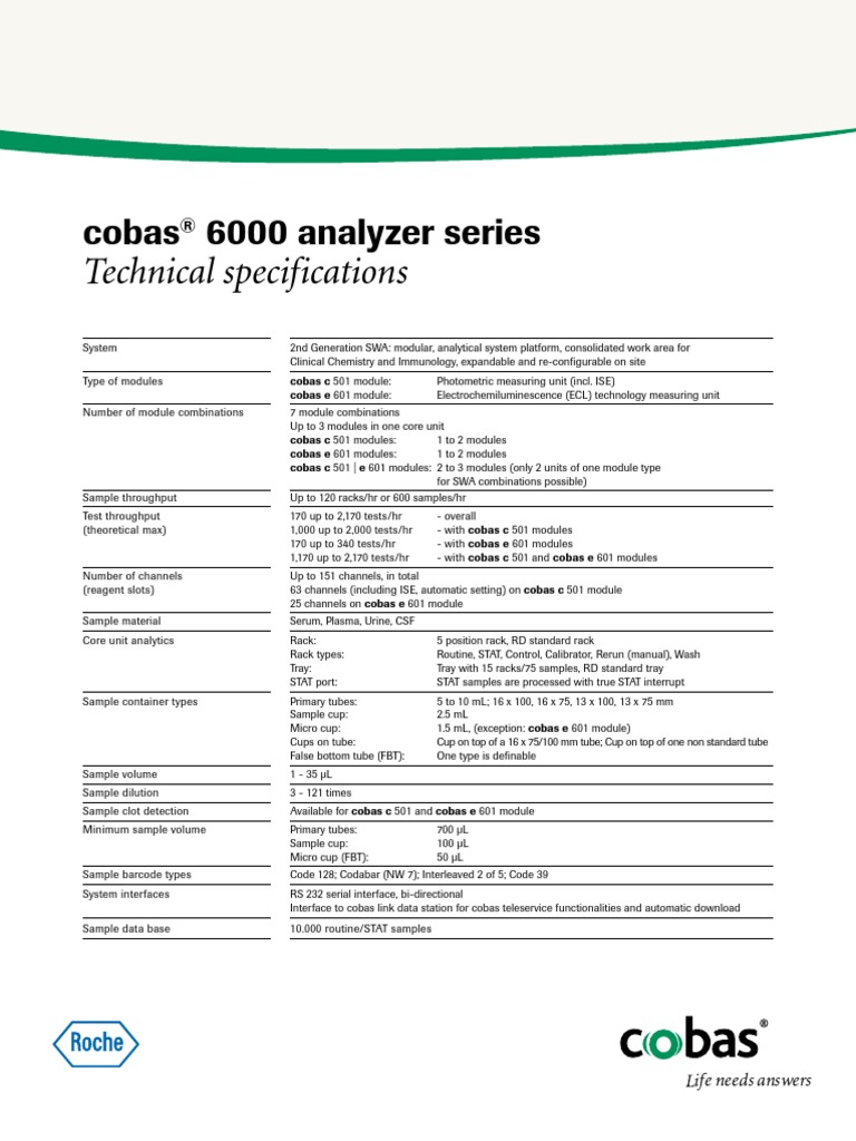 ROCHE Cobas 6000 Brochure | PDF | Alternating Current | Interface ...