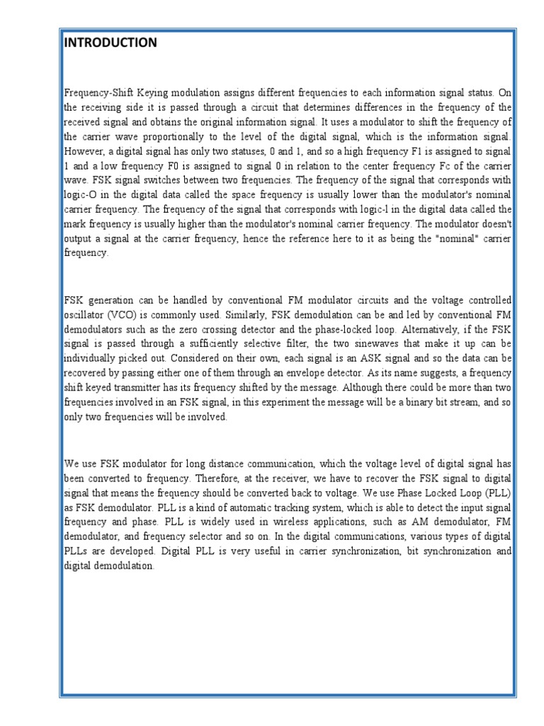 Experiment Four - FSK | Download Free PDF | Frequency Modulation ...