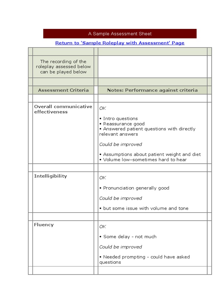 Return To 'Sample Roleplay With Assessment' Page | PDF | Linguistics ...