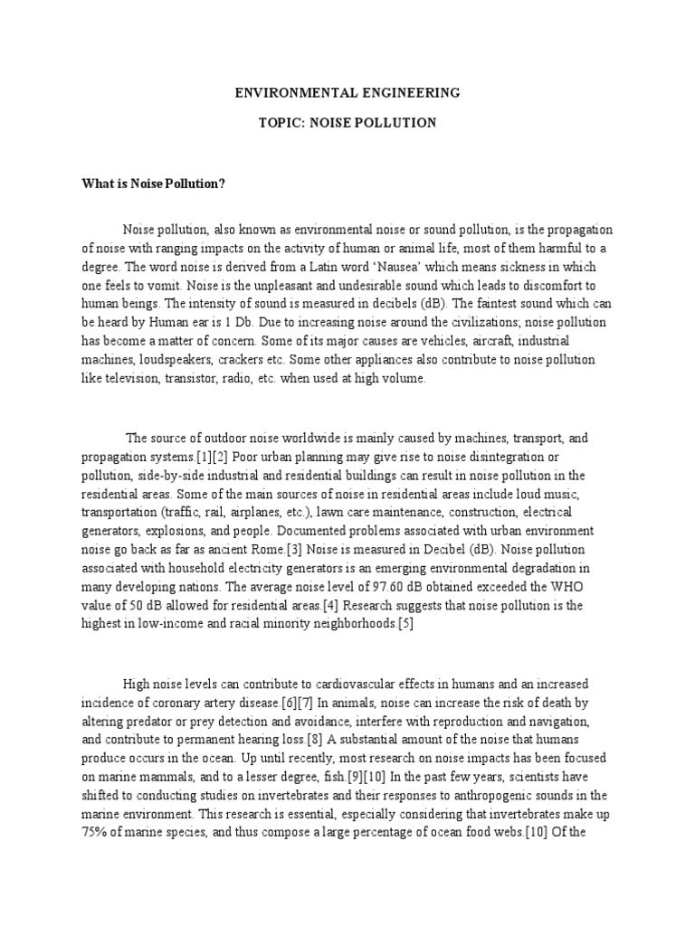Environmental Engineering Topic: Noise Pollution | PDF | Sound | Noise