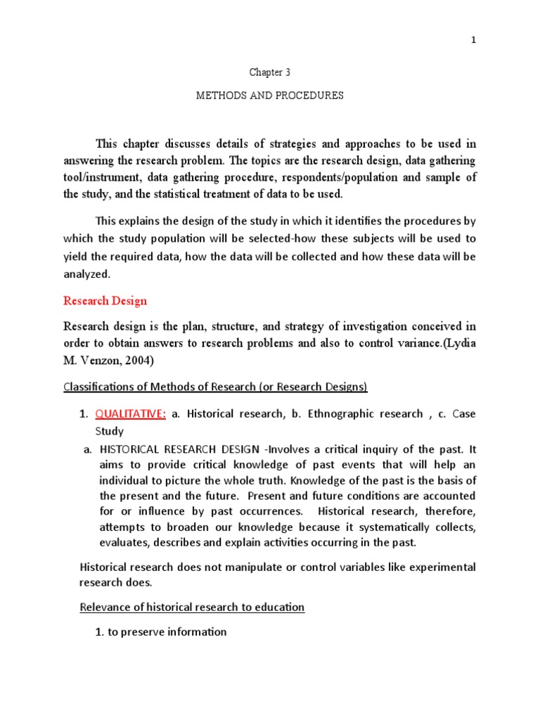 Chapter Iii-Methods and Procedures 1 | PDF | Research Design | Survey ...