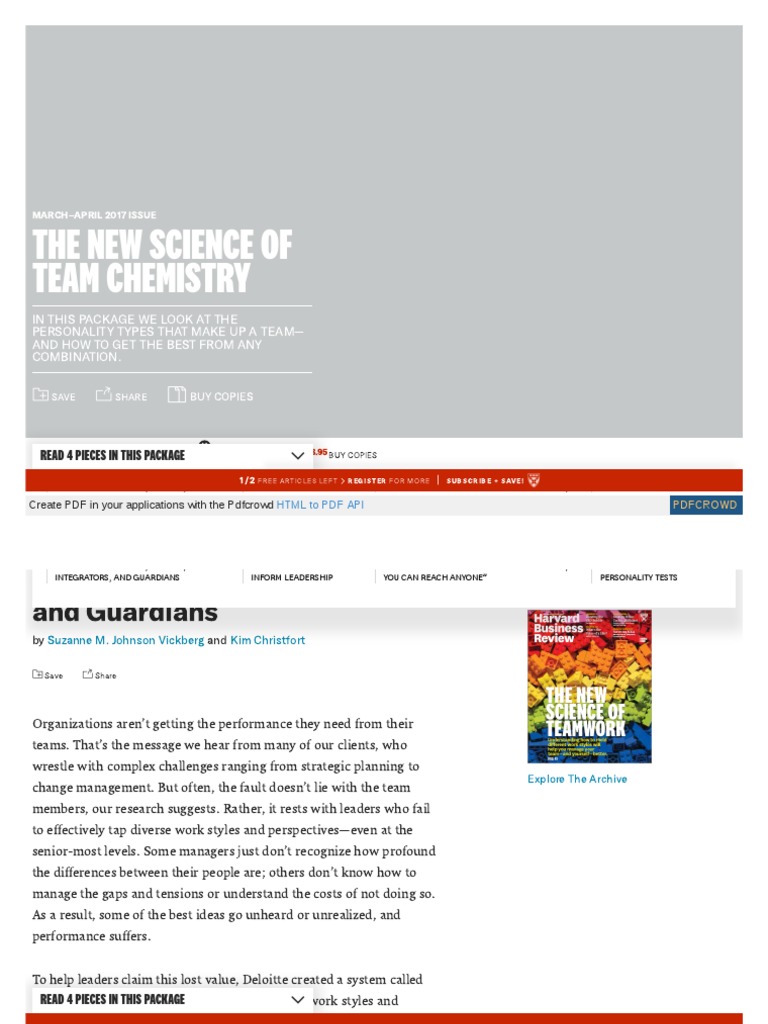 The New Science of Team Chemistry: Read 4 Pieces in This Package | PDF ...
