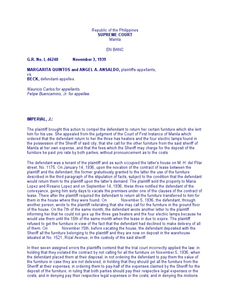 Return of Lent Furniture: Supreme Court of the Philippines Rules on ...