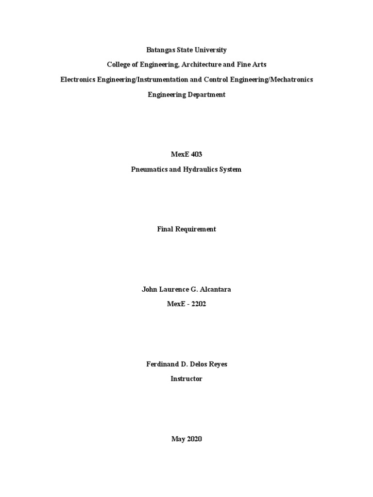 Final Assessment Pneumatics and Hydraulics Systems | PDF | Gases | Actuator