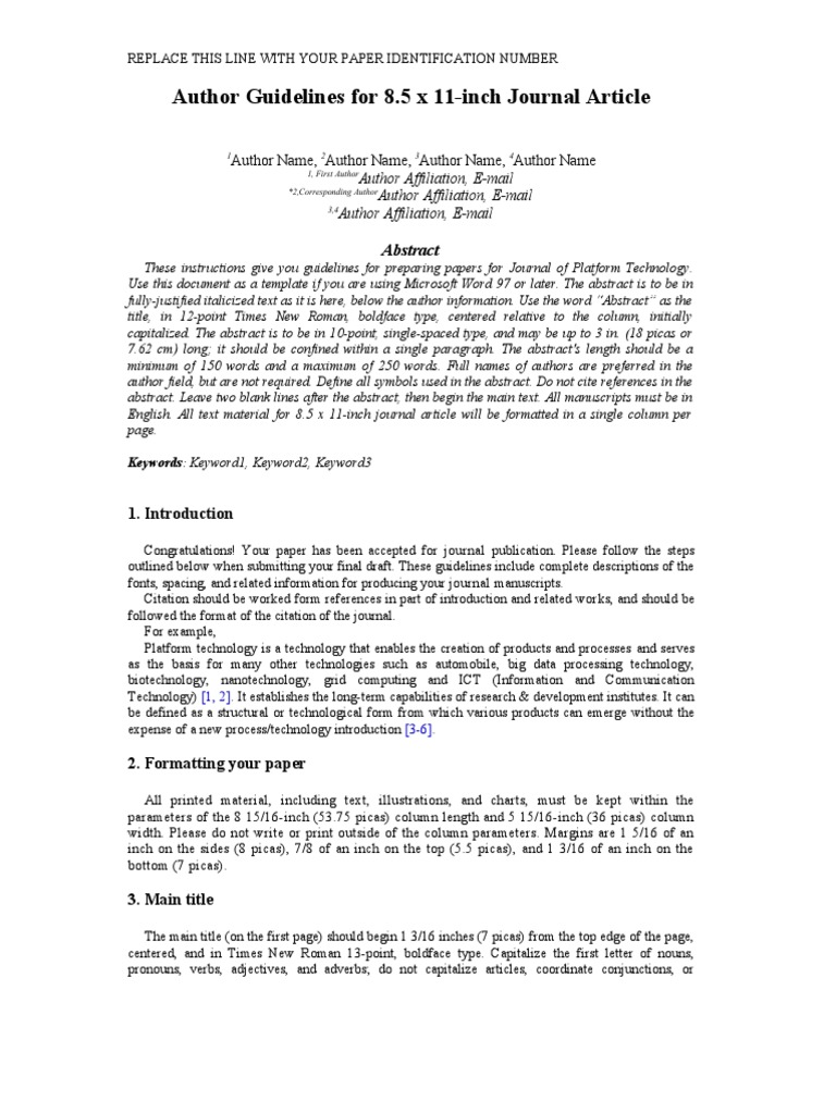 Guidelines for Formatting Journal Articles | PDF | Citation | Times New ...