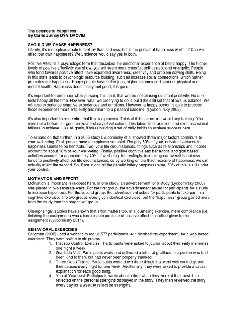 The Science of Happiness | PDF | Relaxation (Psychology) | Happiness