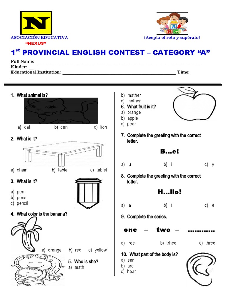 1 Provincial English Contest - Category "A" | PDF