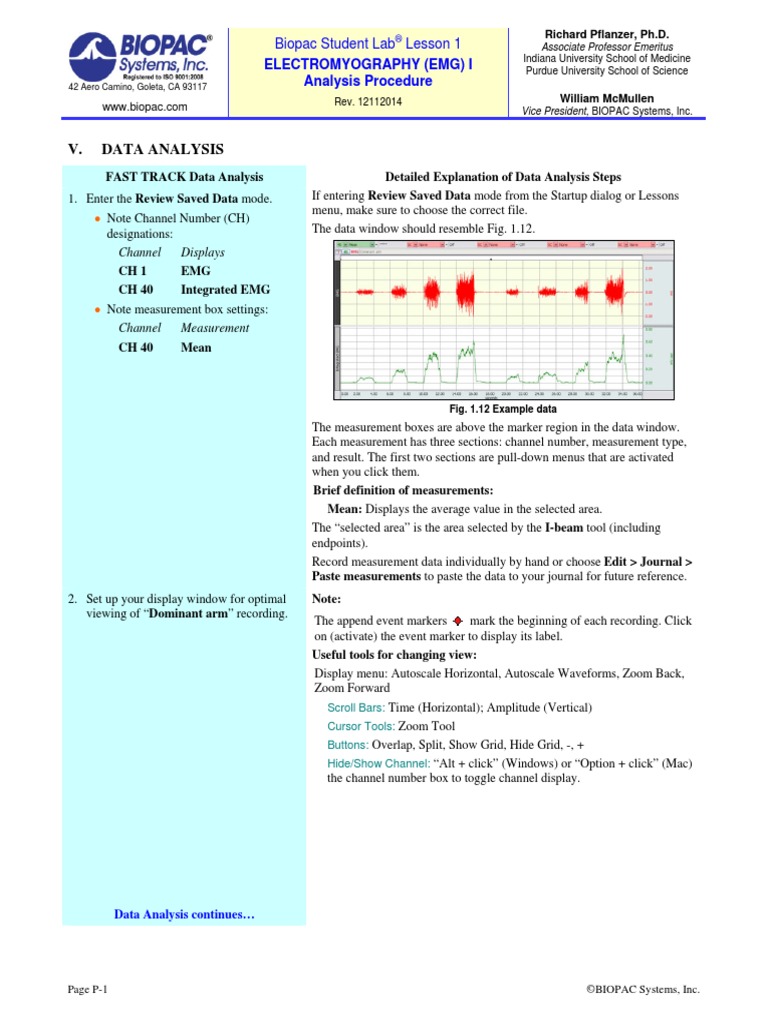 L01 Analysis Procedure | PDF | Electromyography | Menu (Computing)