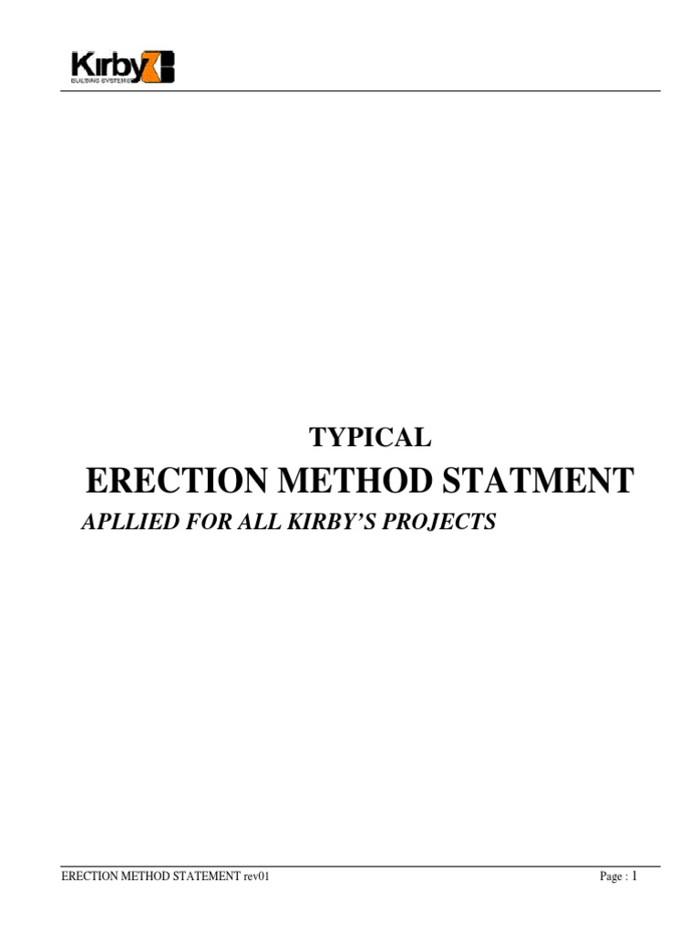 ERECTION METHOD STATEMENT Part 1 | PDF | Safety | Risk Assessment