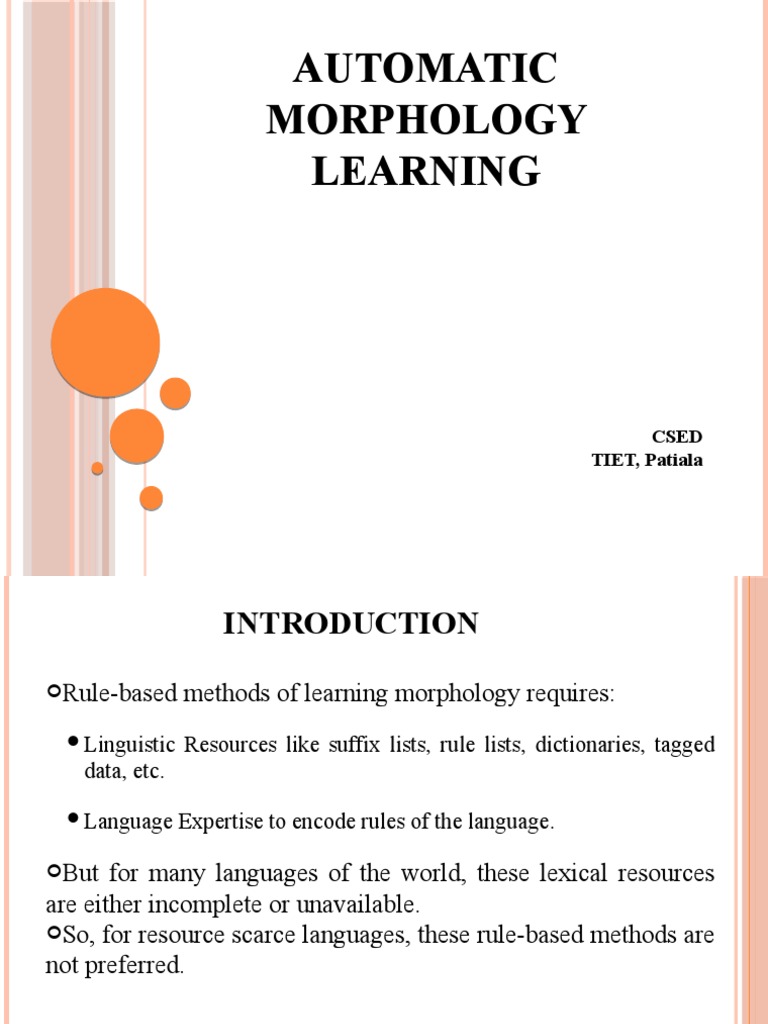 Automatic Morphology Learning | PDF | Cluster Analysis | Morphology (Linguistics)