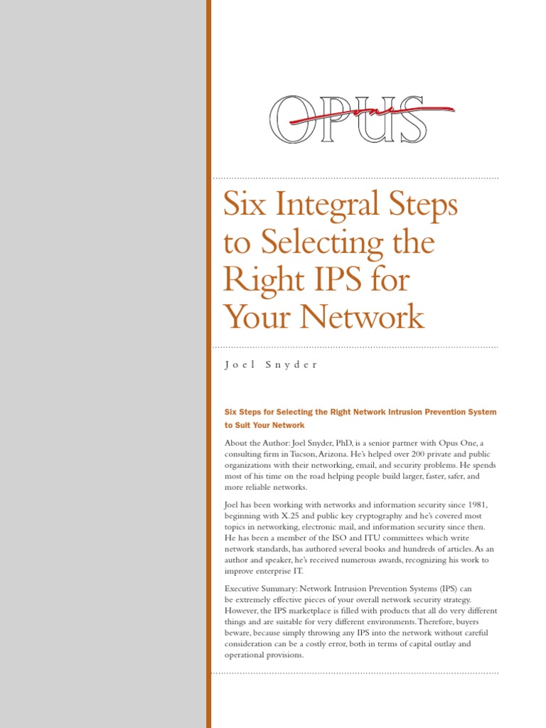 Six Integral Steps To Selecting The Right IPS For Your Network | PDF ...