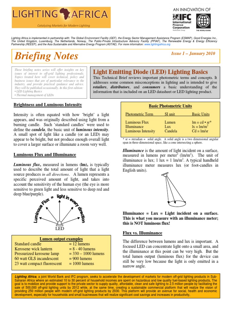 Briefing Notes: Light Emitting Diode (LED) Lighting Basics | Download ...