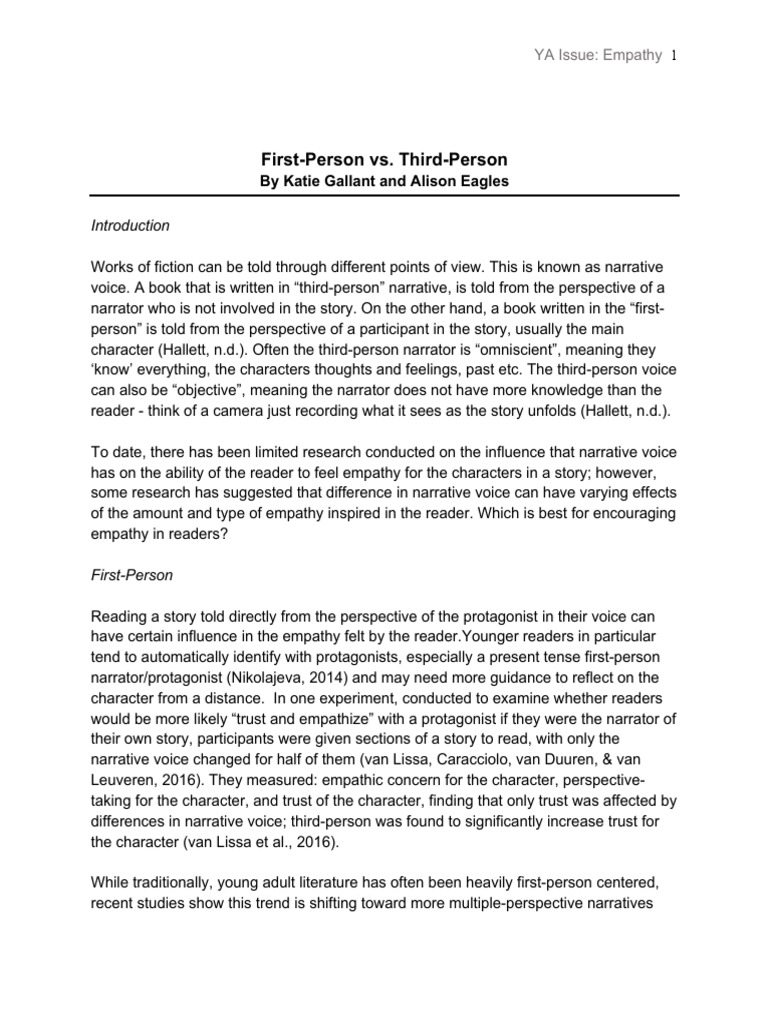 First-Person vs. Third-Person: by Katie Gallant and Alison Eagles ...