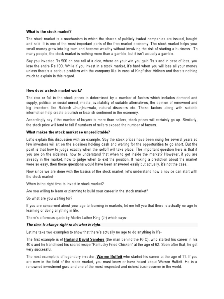 Stock Market | PDF | Technical Analysis | Stocks