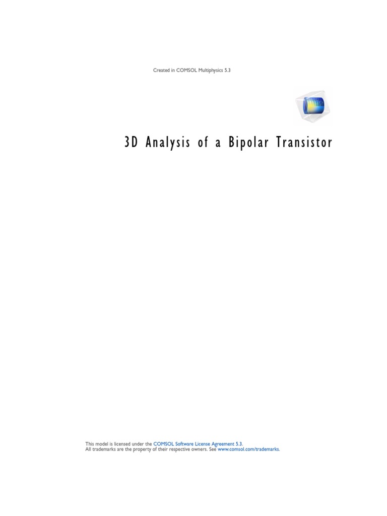 3D Analysis of A Bipolar Transistor: Created in COMSOL Multiphysics 5.3 | PDF | Bipolar Junction ...