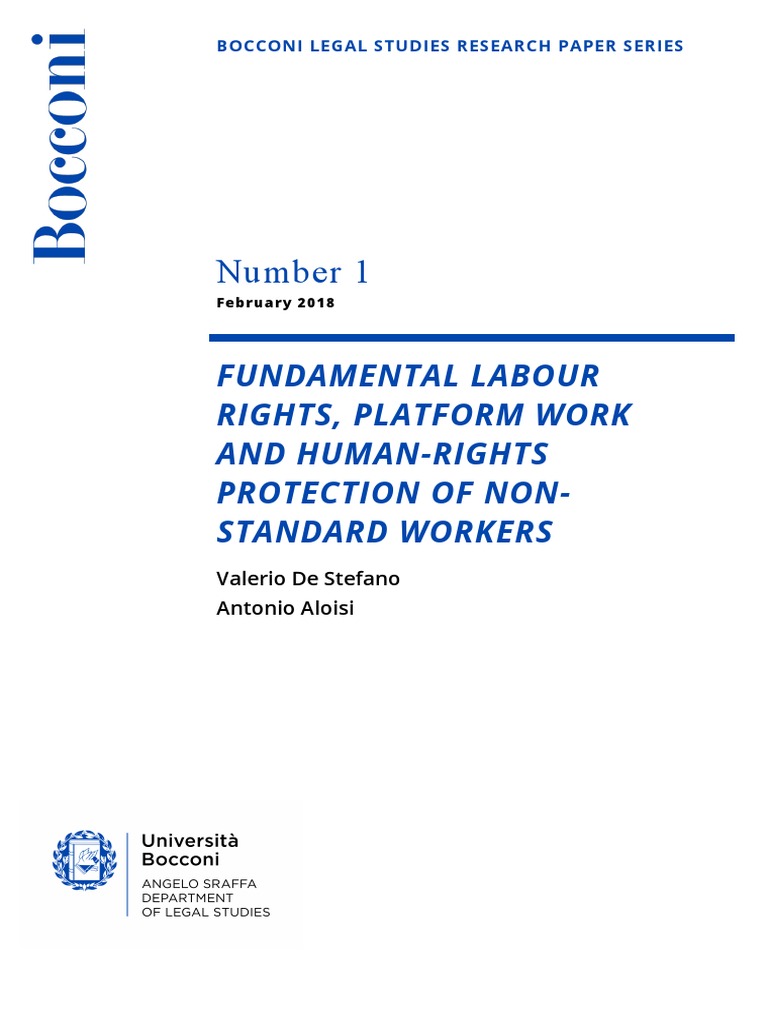 Number 1: Fundamental Labour Rights, Platform Work and Human-Rights ...